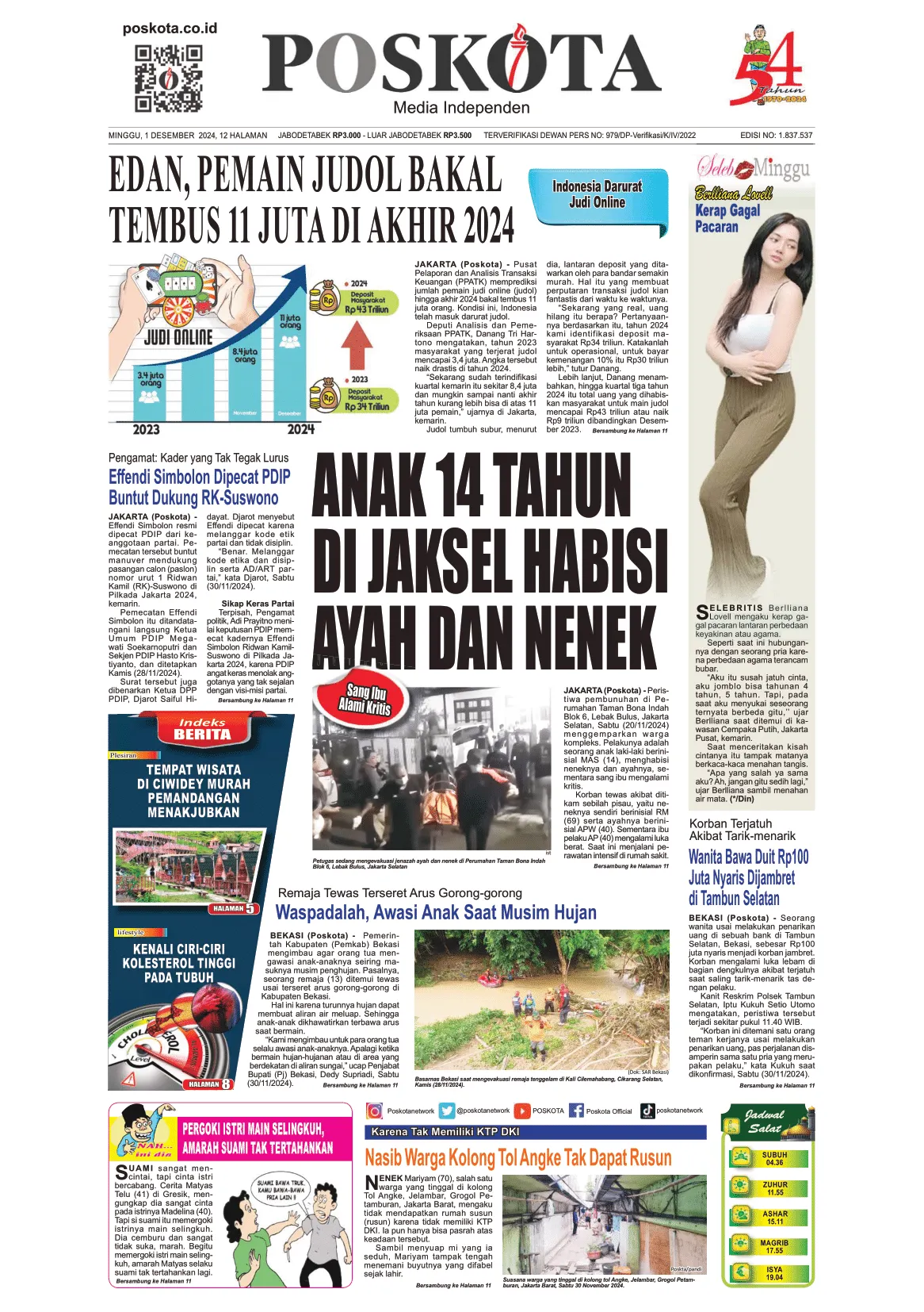 Poskota Epaper - Poskota 1 Desember 2024