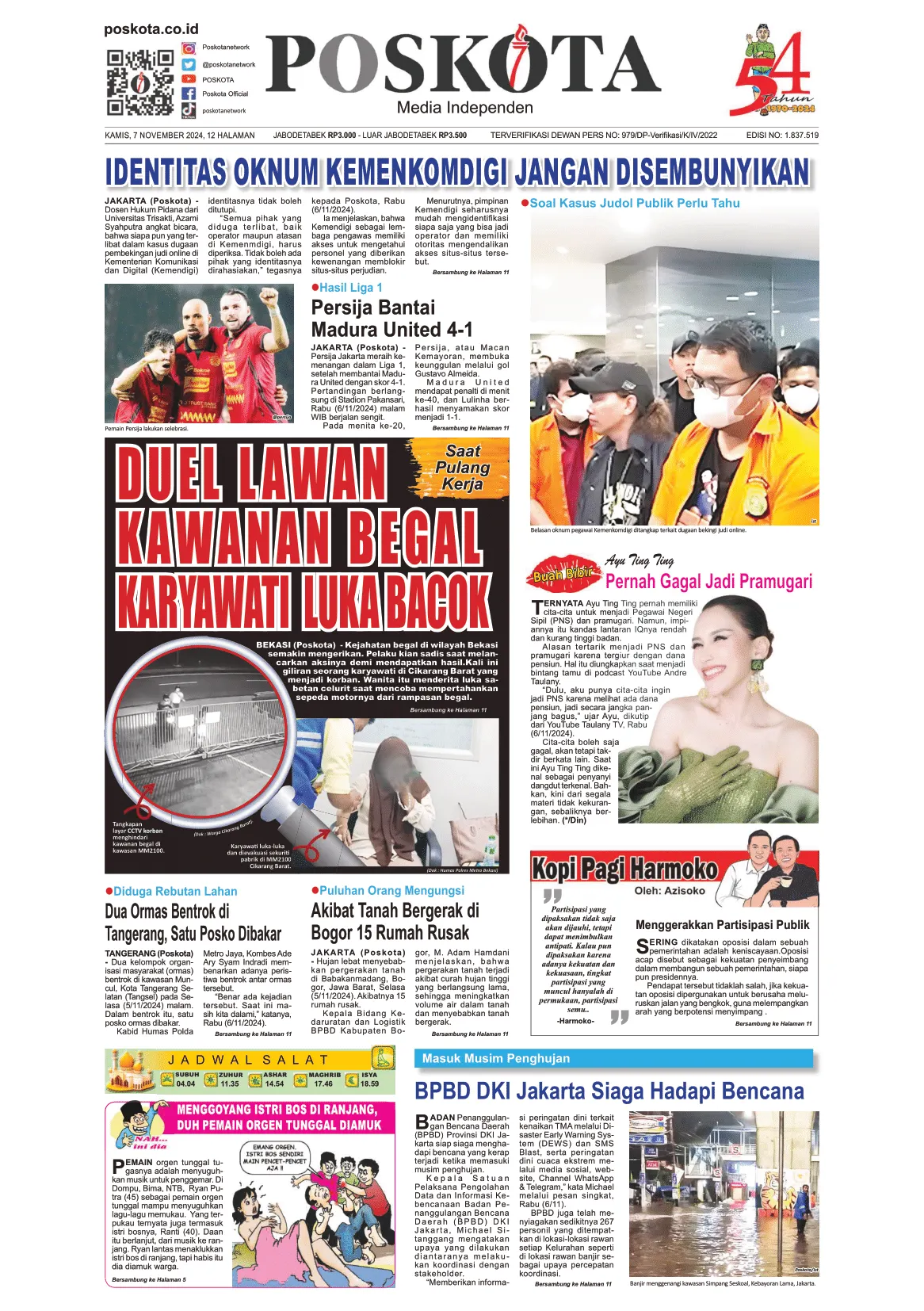 Poskota Epaper - Poskota 7 November 2024